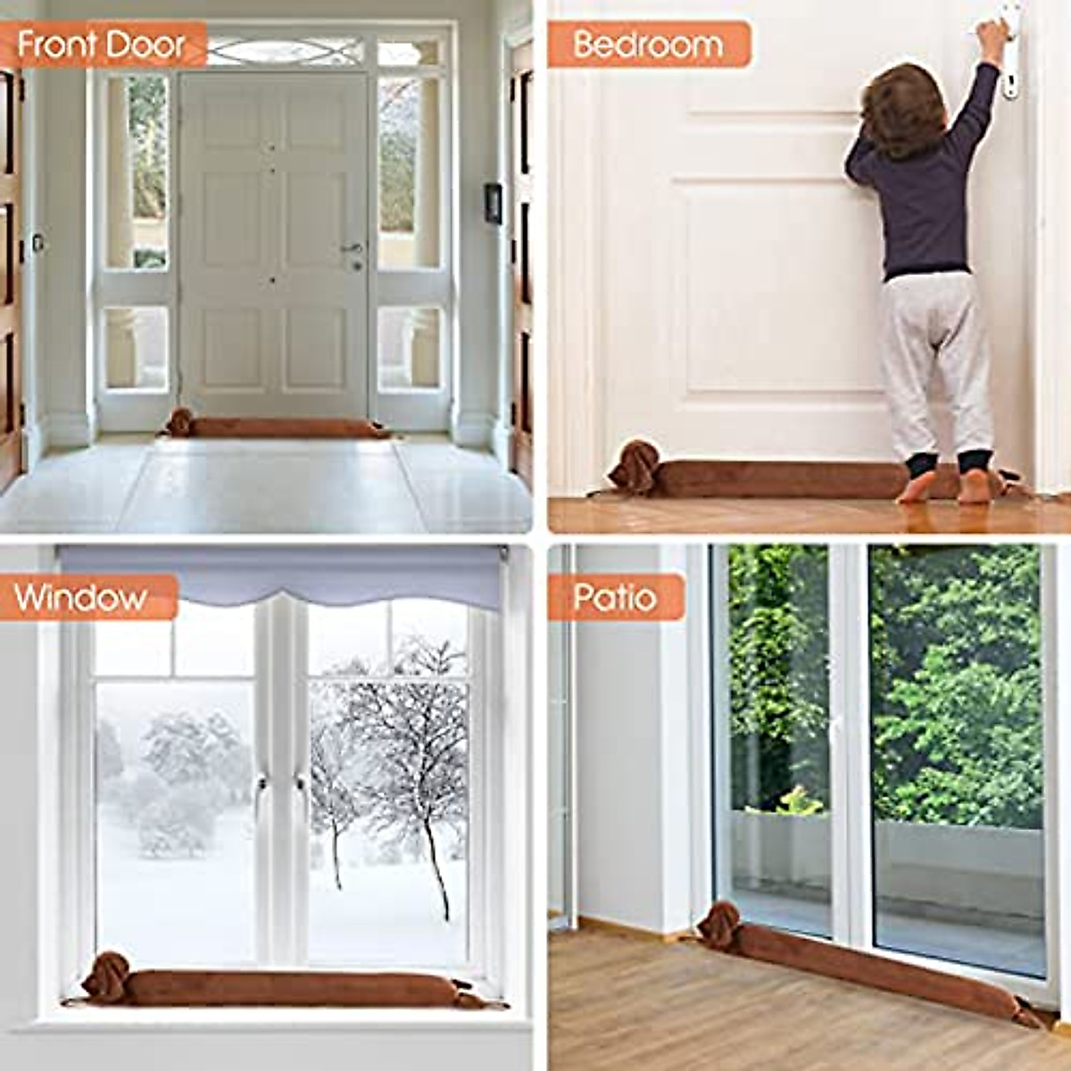 YOOGO Door Draught Excluder,90 cm Draught Excluder for Doors,Cute Dag Under Door Draught Excluder Under Door Seal Reduce Noise Draft Excluder Cushion,Machine Washable Draft Excluder for Bottom of Door