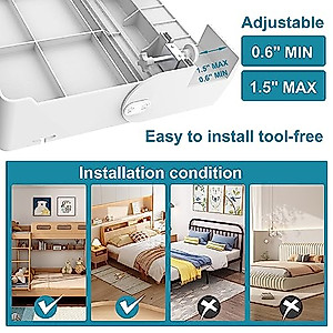 JUMEIHUI Folding Bedside Shelf for Bed College Dorm,Bunk Bed Shelf for Top Bunk,Bed Shelf Organizer with Cup Holder,Bed Accessories,Bedside Organizer for Phones,Kindle,Book,Remote,CPAP(White)