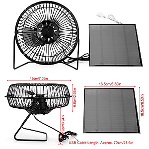 Solar Panel Powered Fan, 4.5W 6V USB Solar Panel Powered Mini Portable Fan Solar Mini Exhaust Fan for Cooling Ventilation Home Travelling Fishing