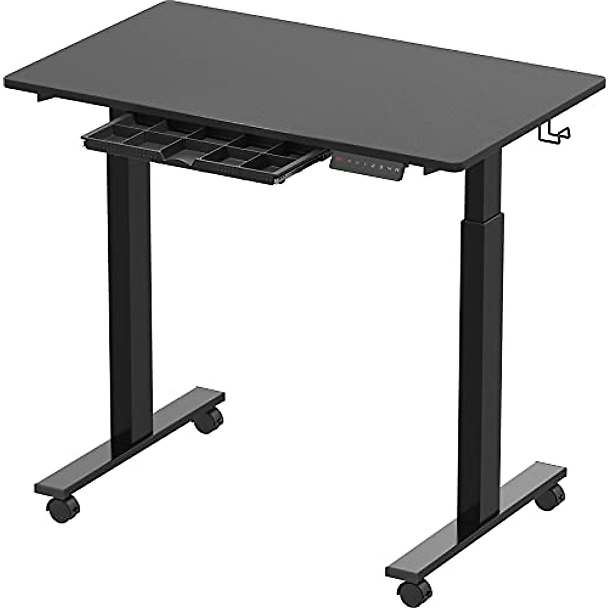 SHW Electric Height Adjustable Mobile Rolling Standing Desk Workstation, 40 x 24 Inches, Black