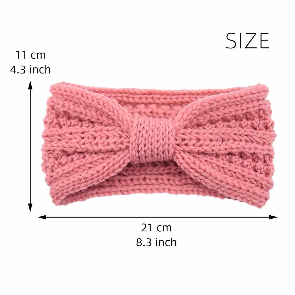 Autumn and Winter Knitting Hair Band Wheat Bowknot Sports Headband Knotted Ear Protection Head Cover Warm Hair Accessories 1Pcs (Color : 7 Light Pink)