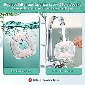 4 Pack Replacement Filters & 4 Pack Replacement Pre-Filter Sponges for 67/95/135/85oz Automatic Pet Fountain, BFLICROY Cat Water Fountain Filters, Triple Filtration Dog Fountain Filter Replacement
