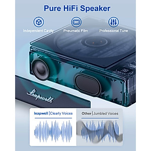 CD Player Portable, Leapwell Portable CD Player with Speakers Bluetooth for Car Home, Small Compact Desktop Retro CD Player Rechargeable with Headphones Radio, Personal CD Players with FM USB White