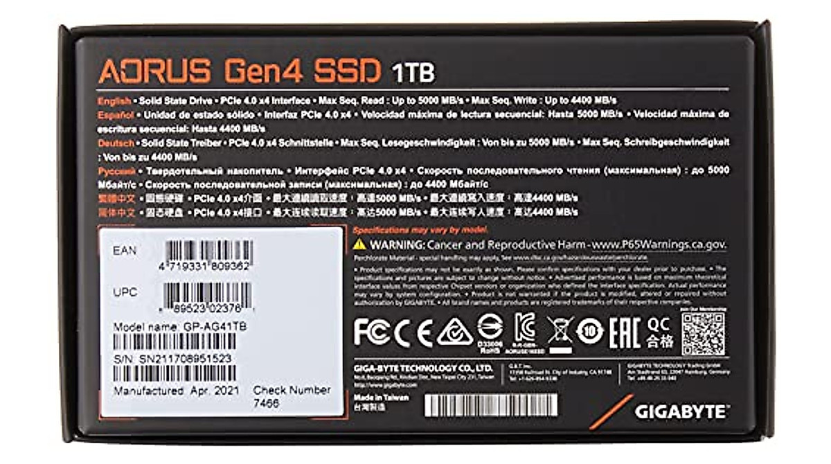 GIGABYTE AORUS 1TB NVMe SSD - High Performance Gaming