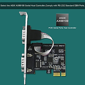 LinksTek 2-Port PCI Express RS-232 DB9 Serial Port Card for Windows XP, Vista,7, 8.x, 10, 11 32/64bit and Linux PCs, PCIE RS232 Card, PCIE Serial DB9 Port Card (PCIE-SE2)