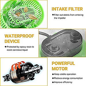 Pool Cover Pump Above Ground, Water Pump for Pool Draining, Submersible Water Pump Sump Pump with 16 Ft Drainage Hose & 25 Ft Extra Long Power Cord (840GPH-Green, Green)