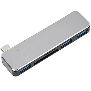 USB C HUB, 5 in 1 Type‑C Multi‑Port Docking Station Type‑C to Memory/Storage Card/USB3.0 Adapter TF/SD Dual Card Slot SD3.0 Protocol Read Speed of About 480Mbps Plug and Read
