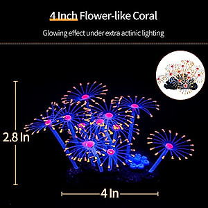 Uniclife 4 Pack Fish Tank Decorations Glowing Effect Aquarium Décor Small Silicone Artificial Jellyfish Coral Plant Ornament