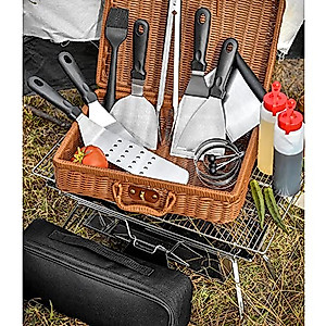 CYXI Grill Accessories, BBQ Tools Set, Grilling Tools Stainless Steel Grill Utensils,Portable Grilling Utensil Kit,for Travel, Picnics, RVs, Camping, BBQs, Parties (Size : 18pcs)