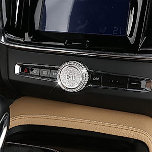 yboueo 2pcs Bling Crystal Control Sound Switch Knob Head Decorative Sequin Cap Cover Decal Trim Fit for Volvo S60 V60 2023-2020/ XC60 2023-2018/ XC90 2023-2015/ S90 /V90