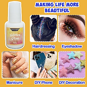 Temporary Tattoo Glue - 8ml Glitter Glue Brush Bottle, Water Soluble Body Painting Glue, Ideal for Halloween, Carnival, Birthday Party, Theme Party, Costume Events & Makeup Artists (3 Pcs)