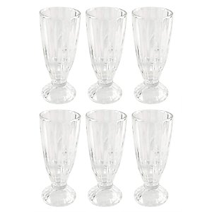 Home-X Vintage Style Milkshake Glasses Set, Old Fashioned Ribbed Glassware, Dessert Cups for Ice Cream Sundaes, Smoothies, Classic Soda Fountain, Retro Kitchen Decor - 6 Pack