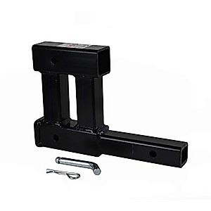 TOPTOW 64191HP Dual Hitch Receiver Extension Adapter 2 inch Towing and Bicycle Cargo Extender, Hitch Pin Included
