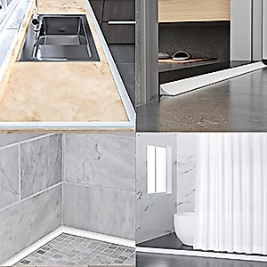 39 inch Silicone Collapsible Shower Threshold Water Dam, Waterproof Shower Barrier Water Strip Dam, Stay Dry Retainer for Wet and Dry Separation for Kitchen Sink Countertop Sink Cooktop Bathroom Tub