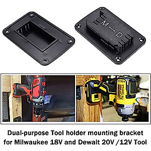 Donop Battery Base and Tool Holder for Dewalt 20V 12V Drill Tool Mount and 20V 60V Battery Holder/Hook/Base Holder (Black, 20 Packs)