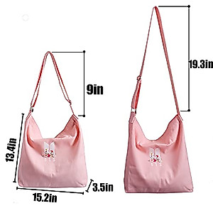 Kpop BTS Merchandise Canvas Shoulder Bag, Hobo Crossbody Handbag Casual Tote for Army Gifts Pink