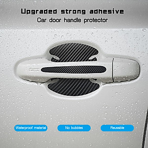 NGHEY 8 PCS Car Carbon Fiber Leather Door Bowl Film, 4.13" x 3.1" Door Handle Grain Anti-Scratch Protective Film, Install Door Handle Sticker, Suitable for Most Car Models (Black)