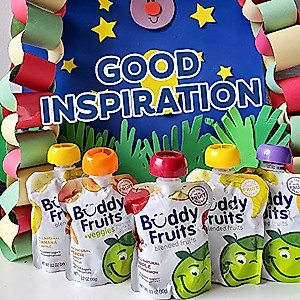 Buddy Fruits & Veggies Snacks To Go Blueberry Sweet Potato Unsweetened Applesauce 3.2oz (18pk) Gluten-Nut-Dairy-Preservative-BPA Free, Non GMO, Kosher