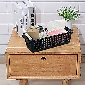 AnnkkyUS 6 Pack Small Plastic Storage Baskets, Black Desktop Baskets
