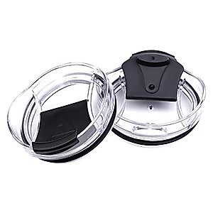 dscvr 2 Pcs Tumbler Replacement Lid Spill Proof, Shatter Resistant, Perfect Fit Lids Compatible with YETI Rambler, Ozark Trails,Fits Inside Diameter of 3.2 inch Tumbler (20 oz., Black)