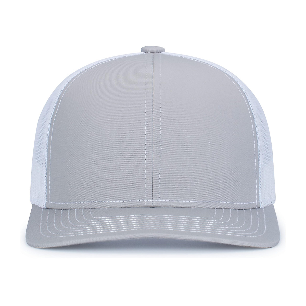Pacific Headwear Contrast Stitch Trucker Snapback, Heather Grey/White/Heather Grey, One Size