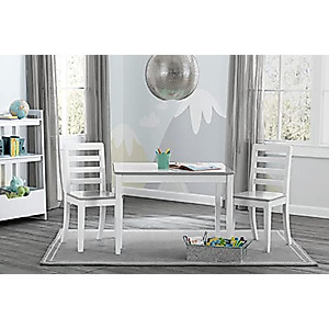 Delta Children Gateway Table and 2 Chairs Set - Greenguard Gold Certified, Bianca White/Grey