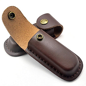 Aibote Hunting Holster Folding Blade Knife Sheath Carrying Leather Holder Sheaths Scabbard Pouch Bag For Swiss Army Knife Tactical Foldable Knives Brown