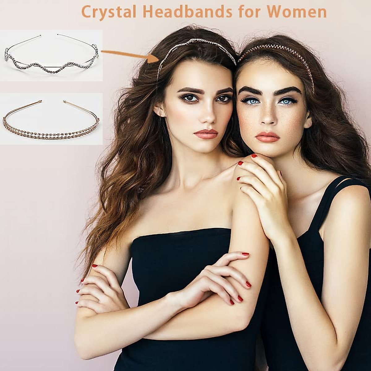 Yxiang 8PCS Crystal Headbands for Women, Pearls Flower Hairbands Fashion Rhinestone Headband Gold Sliver Metal Decorative Headpiece Headdress Kid Girl Women Bride