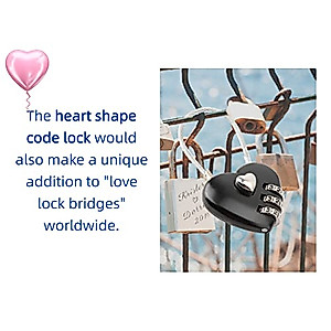 Heart Shape Code Lock Compact Mini Size with 3 Digit Code Combination for Luggage, Backpack, Jewelry Box, Hall Locker(Black)