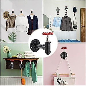 Sumnacon 3Pcs Industrial Pipe Robe Towel Rack Hooks - Sturdy Rustic Iron Clothes Coat Hanger Holders with Screws, Vintage Pipe Wall Mount Rack Hooks for Bathroom Living Room Kitchen Home, T Type