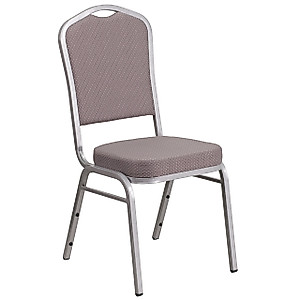 BizChair Crown Back Stacking Banquet Chair, Gray Dot Fabric/Silver Frame