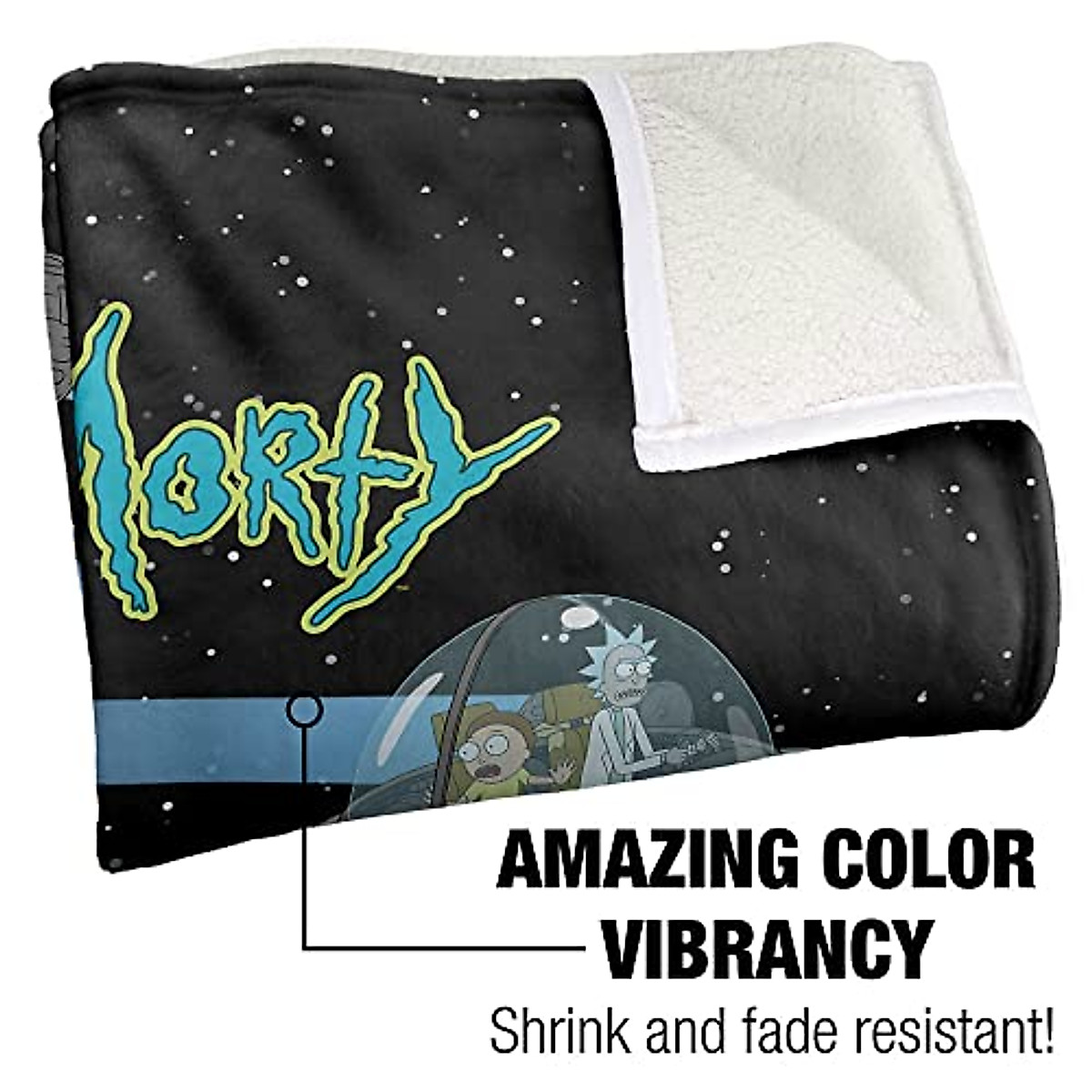 Rick and Morty Rick and Morty in Space Silky Touch Sherpa Back Super Soft Throw Blanket, Rick and Morty in Space