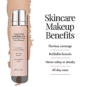 Jerome Alexander MagicMinerals AirBrush Foundation, Spray Makeup with Skincare Active Ingredients, Ultra-Light, Buildable, Full Coverage Formula (Fair)