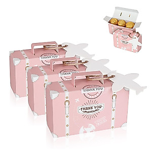 YODYZJ Mini Suitcase Party Favor Boxes,50pcs Small Party Favor Boxes with Handles,Tags and Burlap Twine,Small Candy Boxes for Kids Birthday and Wedding,Small Gift Boxes Bulk