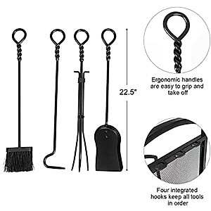 HAPPYGRILL Firewood Log Rack Indoor Outdoor Fireplace Storage Holder with 4 Tools Set