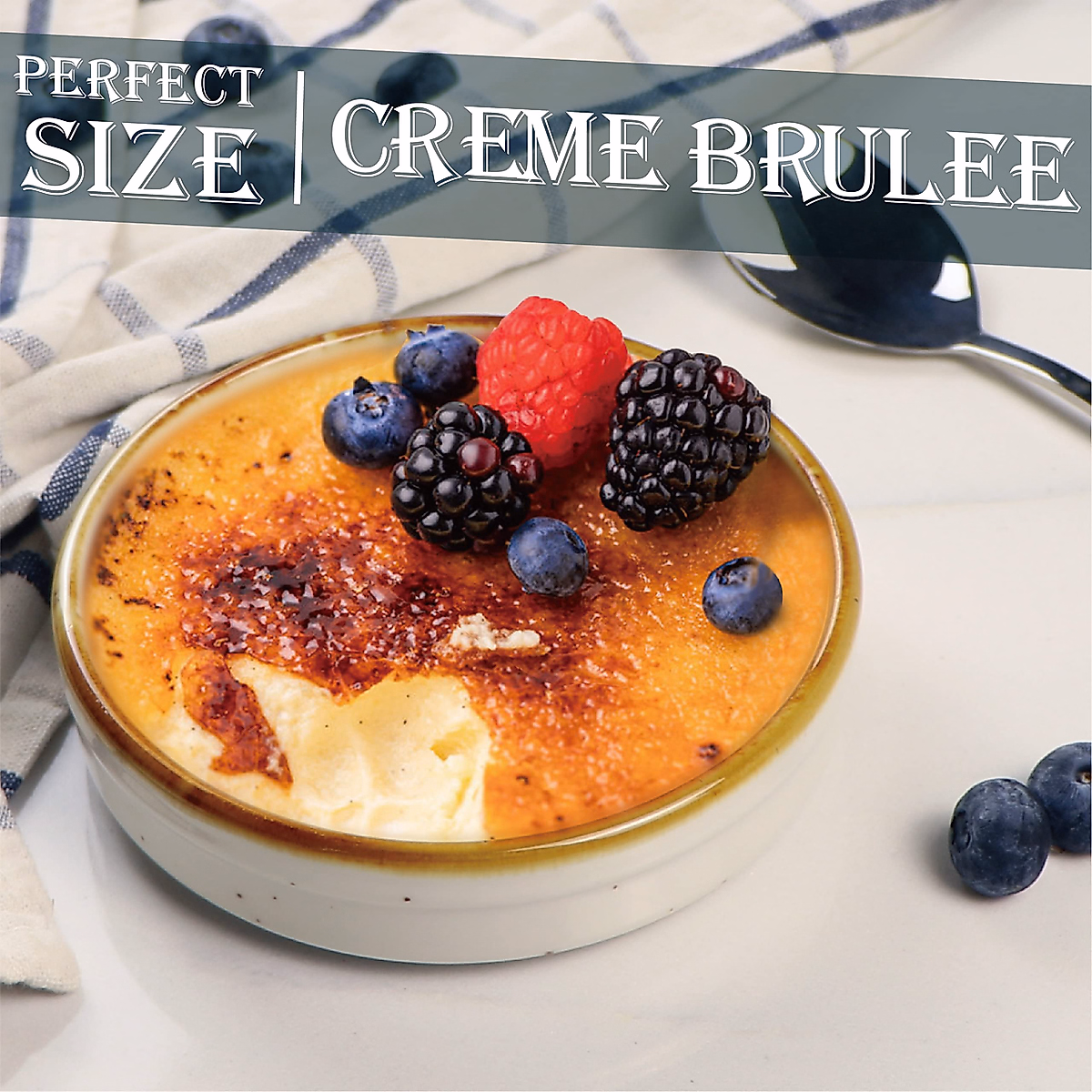 ONEMORE Ramekins 4 oz - Oven Safe Shallow Ramekins for Creme Brulee - Set of 6