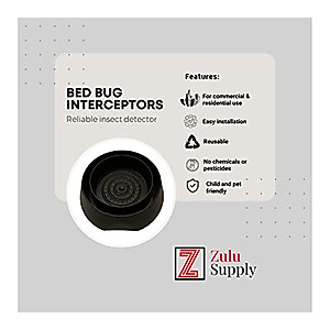 Zulu Supply Bed Bug Interceptors, Traps, 8 Pack, Bedbug Monitor, Insect Detector for Bed Legs or Furniture (Black 8 Pack)