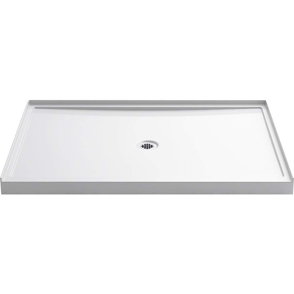 KOHLER K-8659-0 Rely 60" x 42" Acrylic Alcove Shower Base with Single-Threshold, Molded-In Textured Floor, Center Drain, White