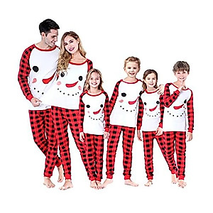 Joyond Kid Boys Girls 2 Piece Family Matching, Festive Christmas Pajama Sets, Cotton, Snowman, White, 14Years