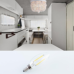 Beonllay 12 Volt LED Candelabra Bulbs E12 Base Light Bulb 25 Watt Warm White 2700K, 12-24 Volt Low Voltage Candelabra Bulbs LED 2W for 12 Volt System, 6 Pack