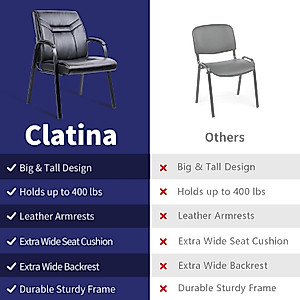 CLATINA Big Tall Wide Office Guest Chair Heavy Duty 500lbs Leather Comfy Side Reception Chair with Arms No Wheels, Executive Bariatric Lobby Chair for Meeting Conference Waiting Room Stationary 4PACKS