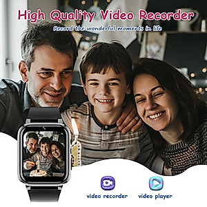 Goodatech 1.69'' Kids Smart Watch for Kids Boys Girls, Camera,26 Puzzle Games,Video Music Player,Pedometer,Alarm Clock, Learning Education Toys Gifts for 4-12 Years Children (Black)