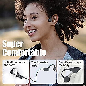 YouthWhisper Waterproof Bone Conduction Headphones Open Ear Headphones Wireless Sport Earphones with Mic Noise-Cancelling Bone Conducting Headset for Running