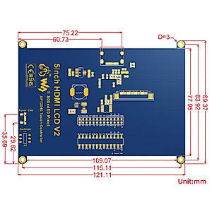 5 inch Resistive Touch Screen TFT Display 800x480 HDMI Interface LCD Direct-Connect with Raspberry Pi 3B+/3B/3A+/2B/B+/A+,Work with Raspbian/Ubuntu/Kali/Retropie