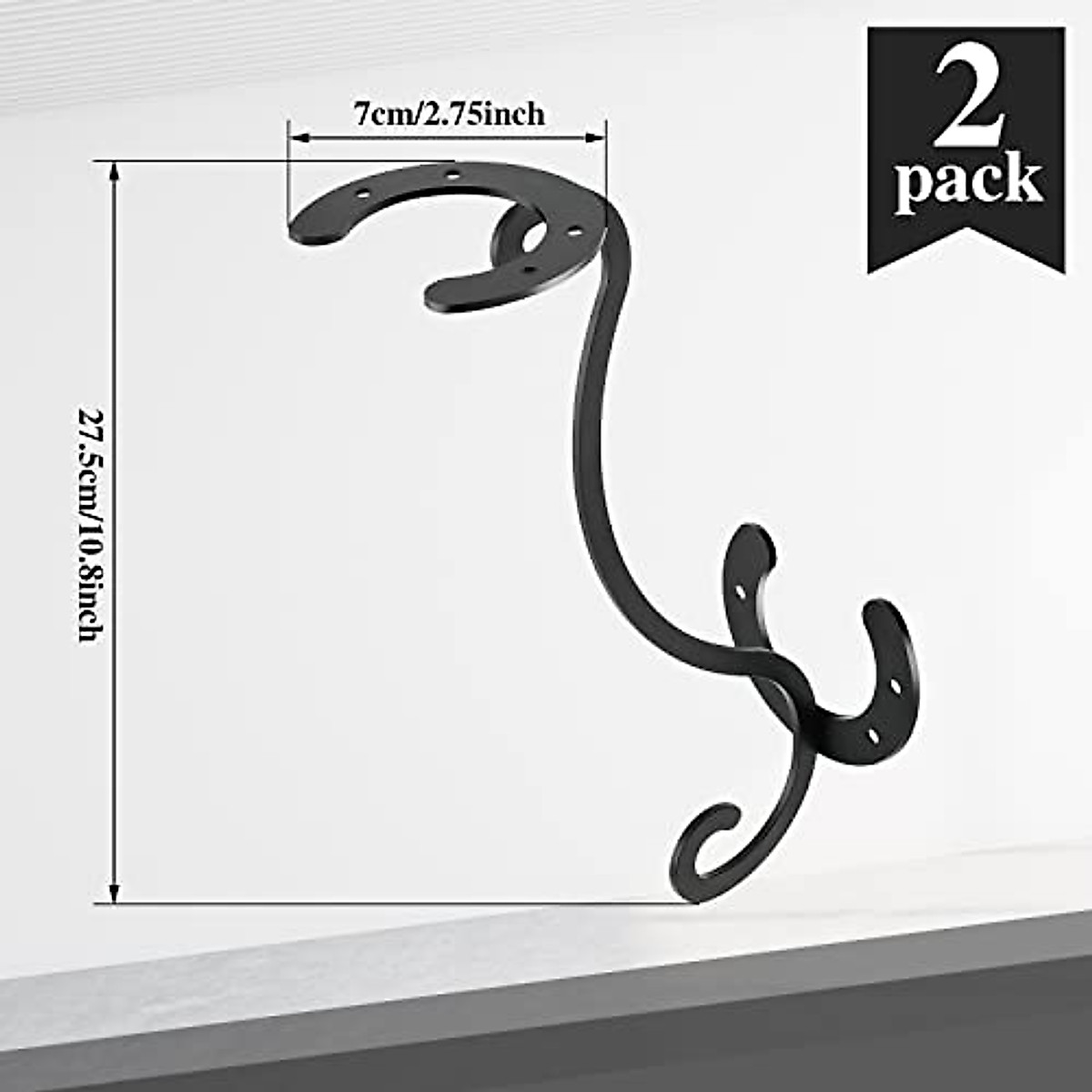 Western Cowboy Hat Holder for Wall Decorative Wall Mounted Holder Metal Cowboy Hat Holder Rustic Hat Organizer for Hat Coat Key Door Home Bedroom Storage and Display (2 Pcs)