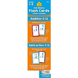 School Zone - Get Ready Flash Cards Addition & Subtraction 2 Pack - Ages 6 to 7, 1st Grade, 2nd Grade, Addition, Subtraction, Early Math, Problem-Solving, and More