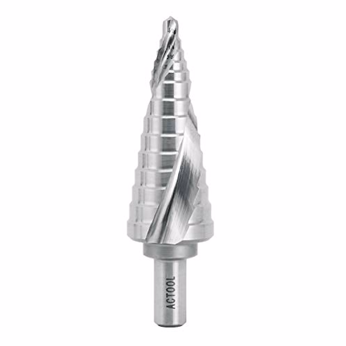 ACTOOL Industrial HSS Step Drill Bit 3/16 inch to 1 inch with 3/8 inch Shank, Double Spiral Flute with 14 Step Size