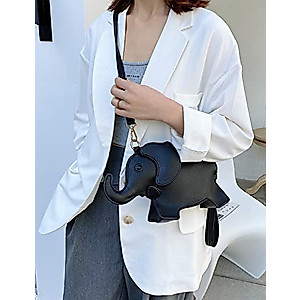 Rejolly Elephant Shaped Crossbody Bag for Women Shoulder Handbag PU Leather Wristlet Clutch Purse Cute Funny Animal Small Bag Black