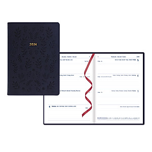 Letts of London Woodland Weekly Planner, 12 Months, January to December, 2024, A5 Size, 8.25" x 5.875", Multilingual, Navy (C082165-24)