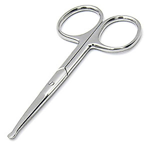 Melwey Rounded Stainless Steel Facial Hair Scissors/Safety Scissor for - Nose, Eyebrows, Facial Hair, Eyelashes, Moustache, Beard Trimming, Baby Nail.